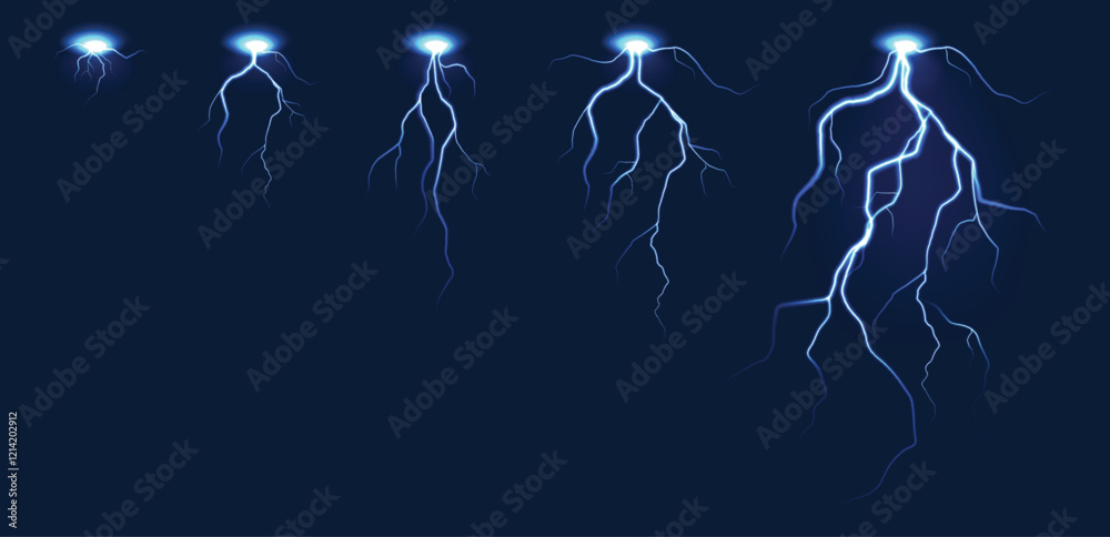 Lightning animation. Lightnings sprite sheet, thunderbolt purple ...