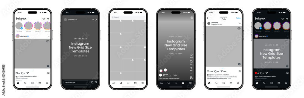 instagram new grid size template update 2025 - Dark and light mode ...