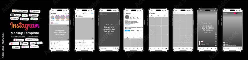 Image vectorielle Stock Instagram new grid size template update 2025 ...