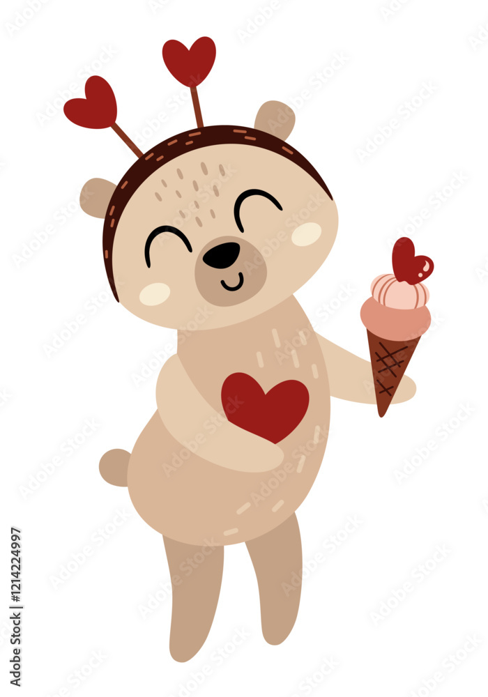เวกเตอร์ Stock Valentine animal clipart. Cute bear clipart. Valentines ...