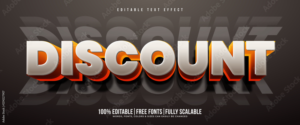 Mega discount sale promotion editable 3d text effect, business logo ...