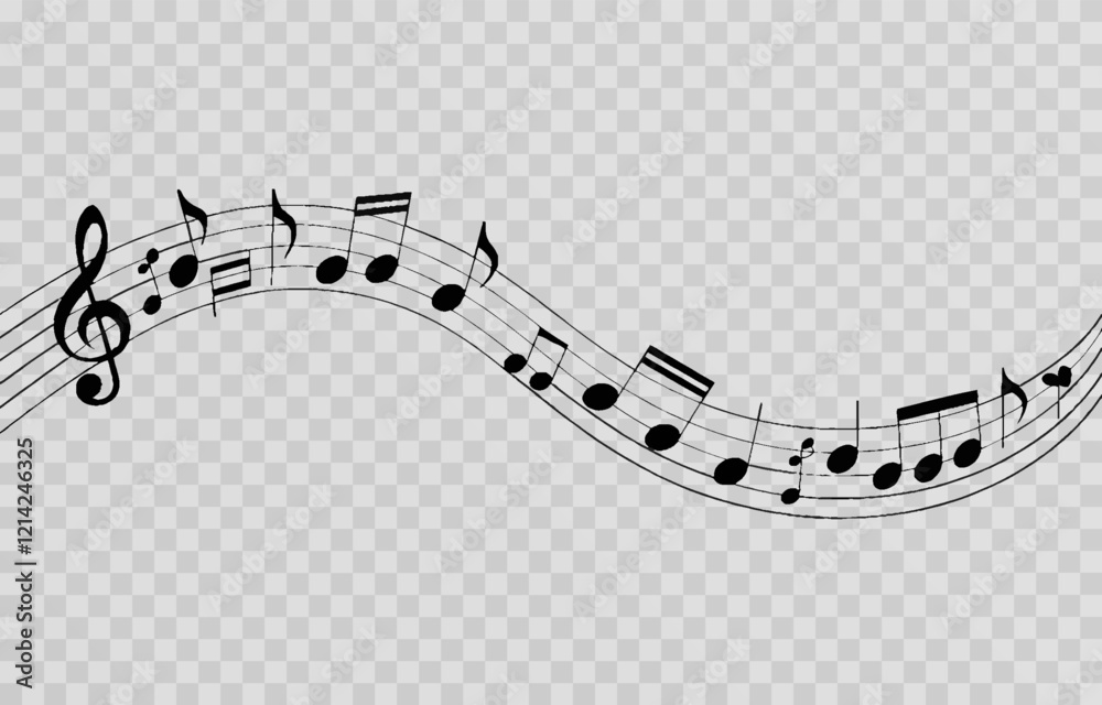 Image vectorielle Stock Musical notes on a transparent isolated ...