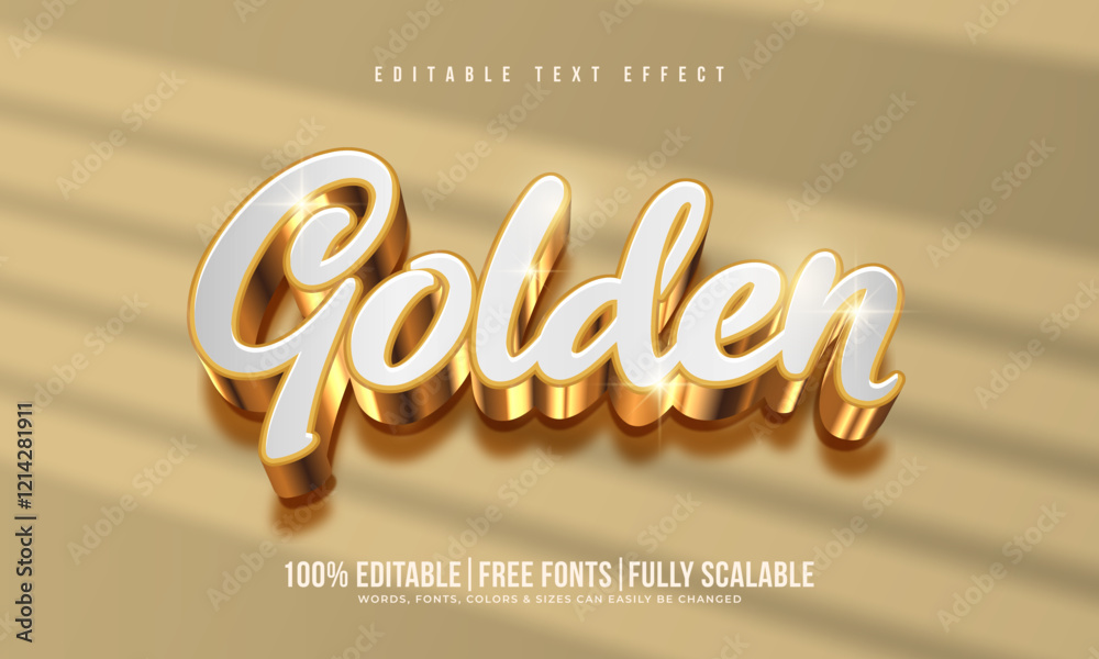 Gold style editable shiny text effect, glossy metal 3d typography and ...