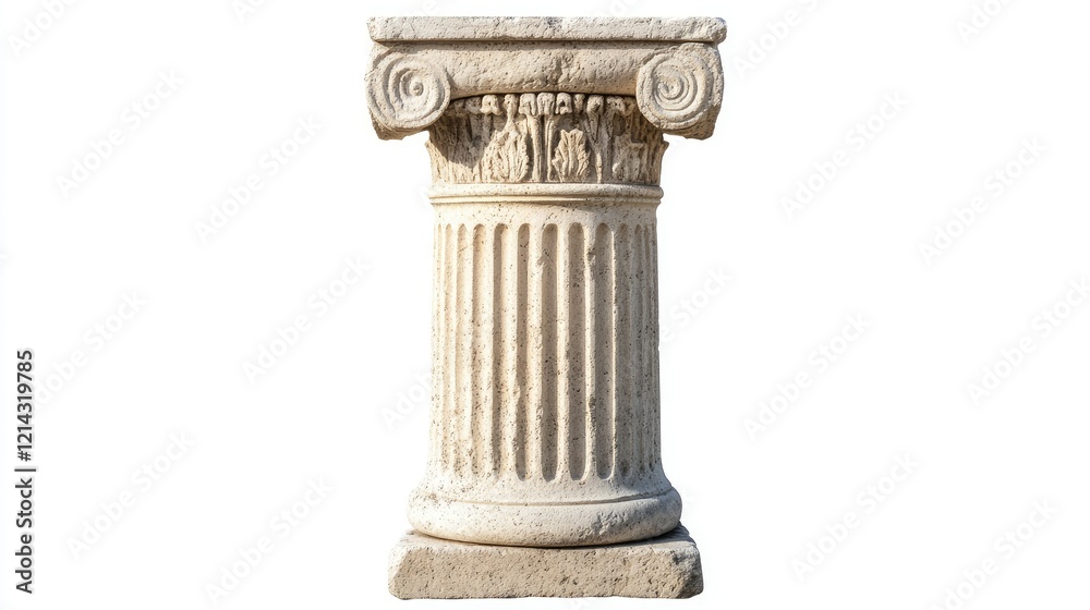 Isolated Greek column in Doric style with a simple, elegant design on a ...