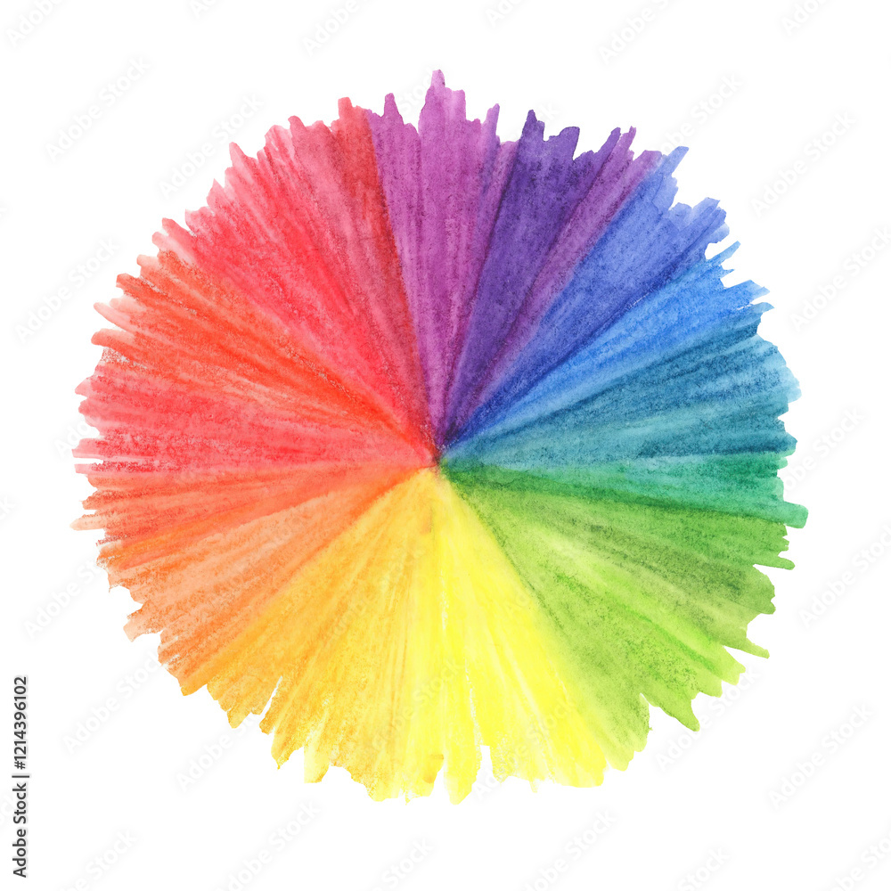 Spiked radial color wheel in bright rainbow hues. Color mixing clipart ...