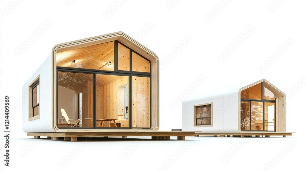 Modern Tiny Homes: Two sleek, modern tiny houses with curved roofs and ...