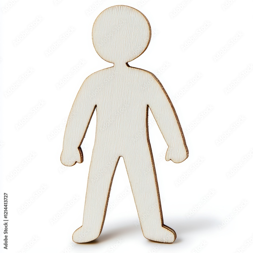Minimalist Wooden Human Figure Isolated on a White Background, Perfect ...