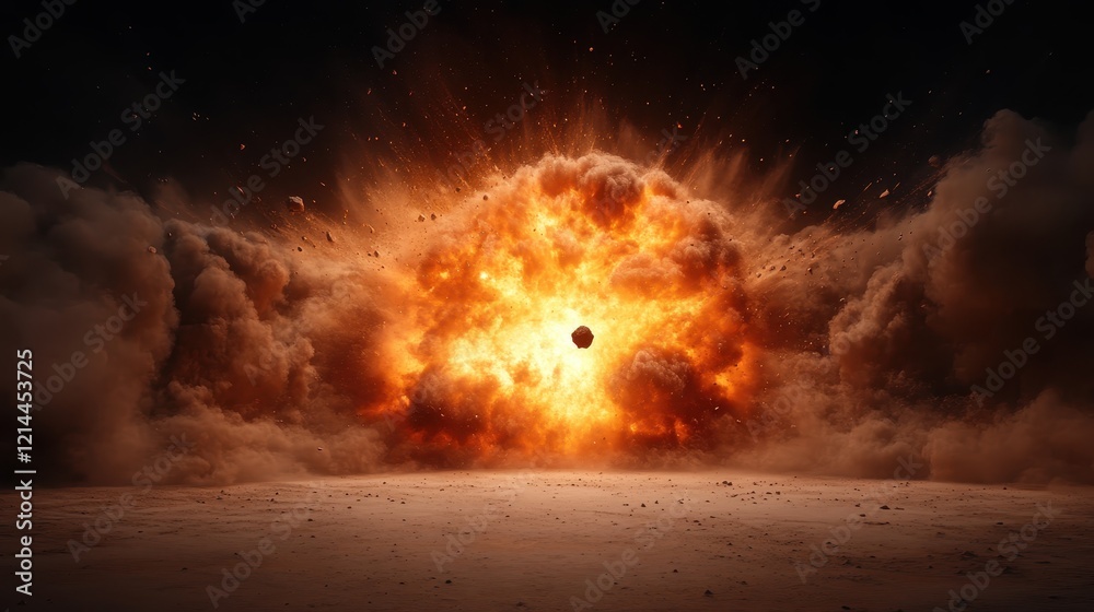 A striking image of a night-time explosion reveals a fiery eruption of ...