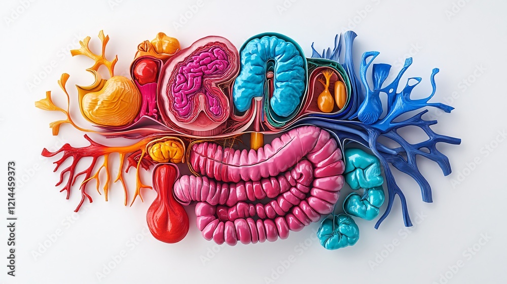 Ilustración de Stock Anatomical illustration of the digestive system ...