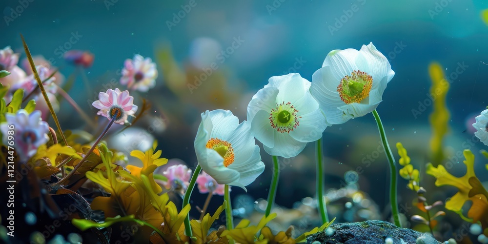 flower coral undersea water ocean seeanemonen small flowing ripple ...