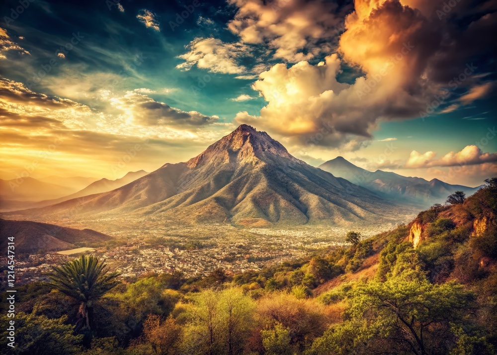 Panoramic Vista of Cerro de la Silla from Chipinque Ecological Park ...