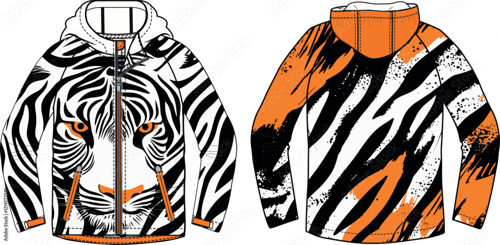 Tiger Print Jacket or Zebra Print Seamless Pattern and background ...