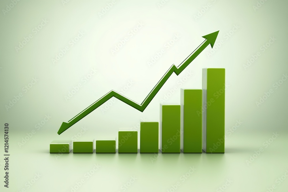 Animated stock market financial graph with green uptrend line ...