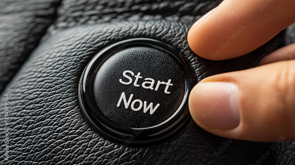 Start Now button on leather texture background. Perfect for ...