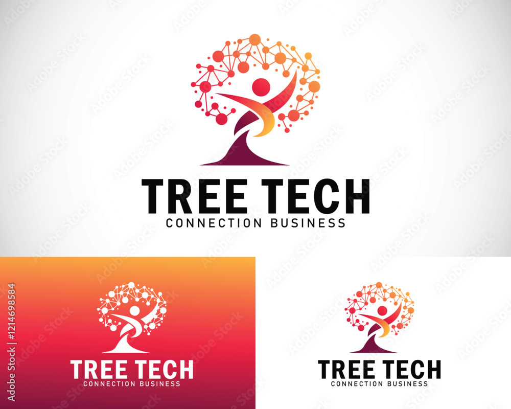 tree tech logo creative people design concept smart connect innovation ...