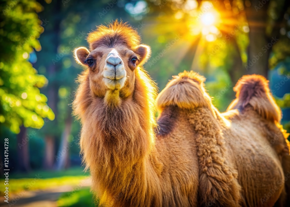 Tilt-Shift Photo: Bactrian Camel in Zoo Clearing Stock Illustration ...