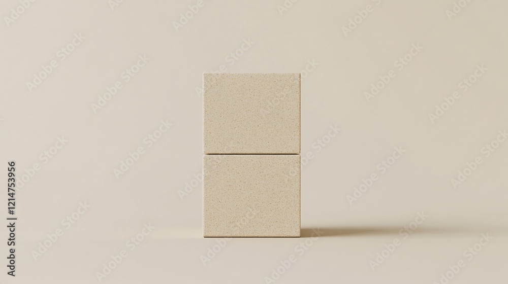 Two textured beige cubes standing on top of each other creating a ...