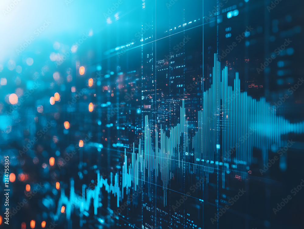 Ilustración de Stock A blurred background with a blue finance graph and ...
