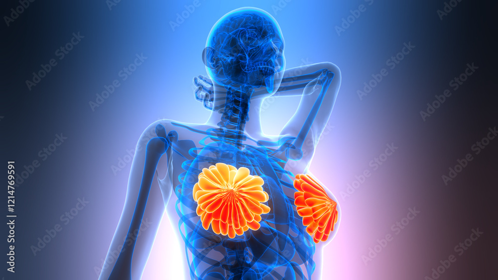 Female Internal Organs Mammary Glands Anatomy Stock Illustration ...
