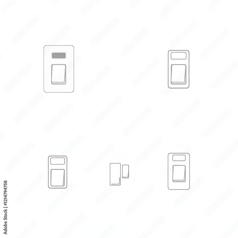 Electric switch icon set. Indoor wall mount on off light or power ...