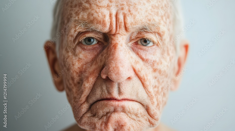 Elderly Person's Face Showing Visible Herpes Zoster Rash, a Painful ...
