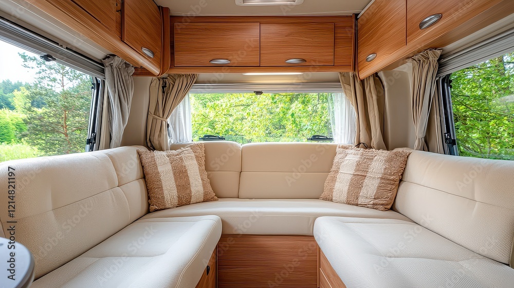 Cozy rv living space nature interior relaxed view Stock Photo | Adobe Stock