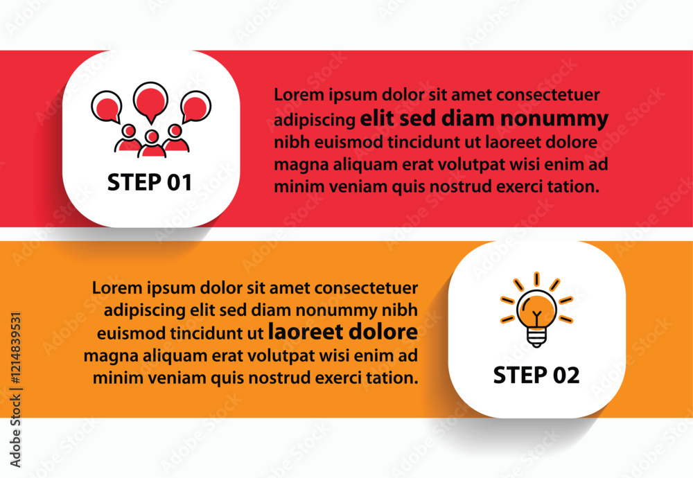2 steps infographic template with 2 options. Flowchart that can be used ...