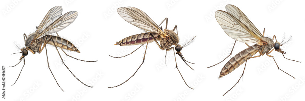 Triple Mosquito Composition Detailed Insect Anatomy, Isolated on ...