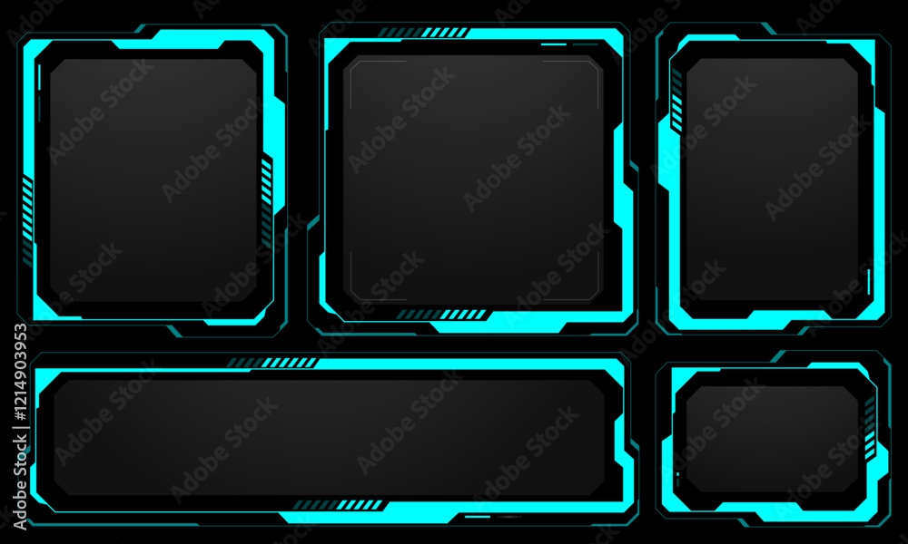 HUD frames blue user interface elements set design modern technology ...