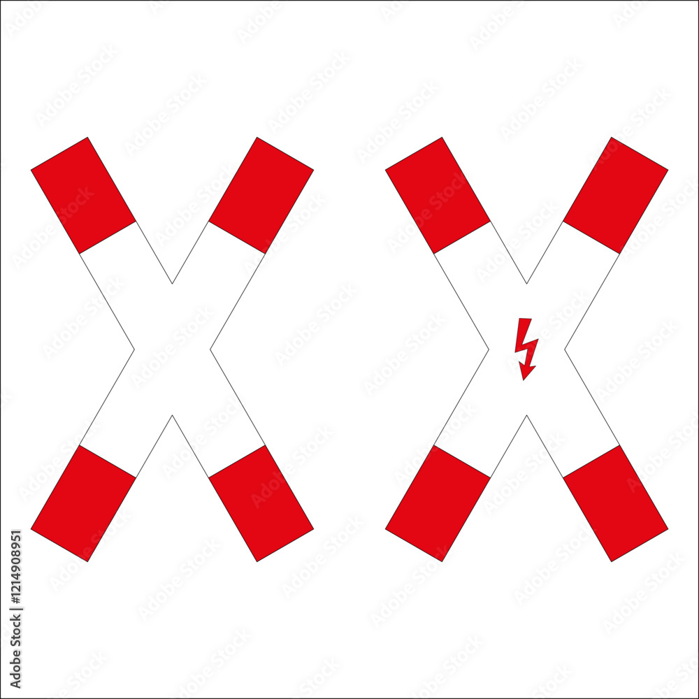 cross railroad crossing signs indicating electric and no electric ...