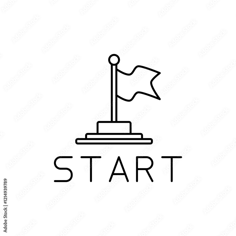 Ikon Outline Start Flag menandakan titik permulaan proyek. 975 / 5.000 ...