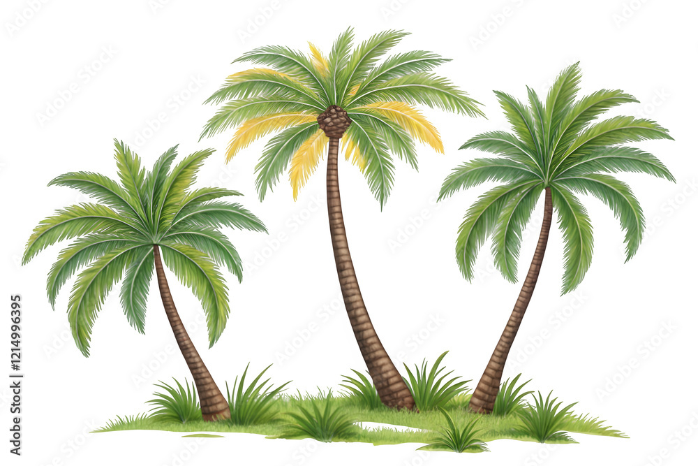 Green palm tree isolated on transparent background with clipping path ...