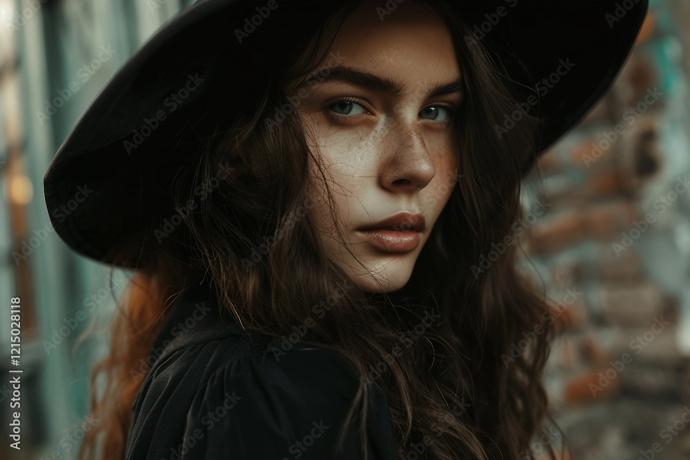 Generative AI portrait of mysterious Salem witch with captivating dark ...