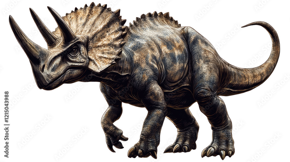 Triceratops: A mighty Triceratops dinosaur, its horns and frill a ...