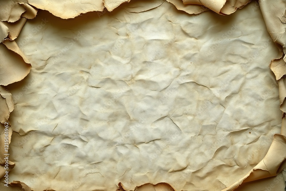 Aged paper background with wrinkled texture. Antique document parchment ...