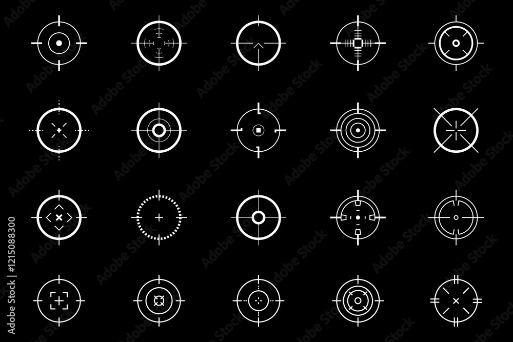 Vector de Stock Crosshair gun sight vector icons set. Bullseye, target ...
