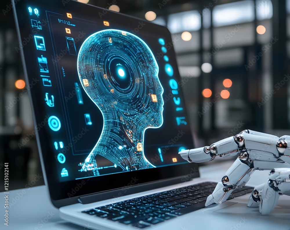 Ilustración de Stock Generative AI virtual assistant tools for prompt engineer and user for ease ...