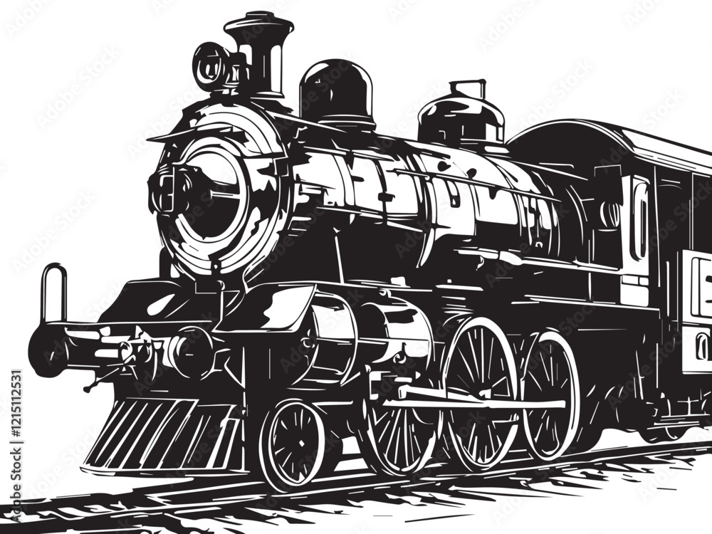 Locomotive Train silhouette vector illustration isolated on a white ...