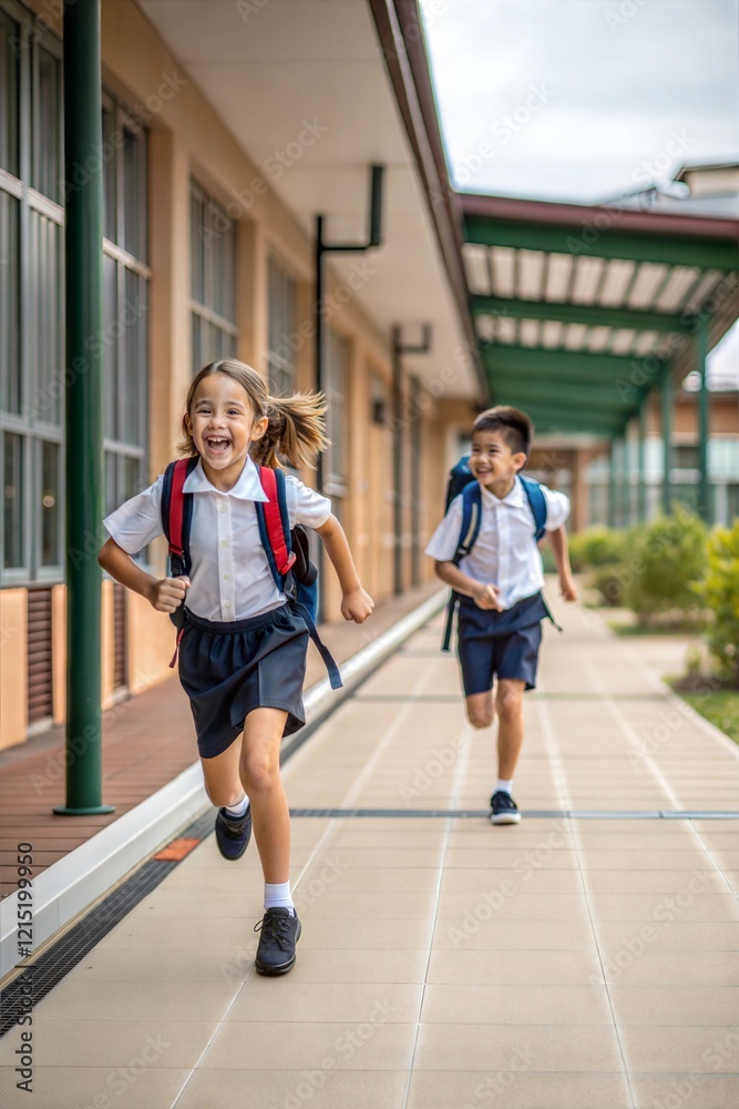Foto de Stock Primary school kids, wearing school uniforms and ...