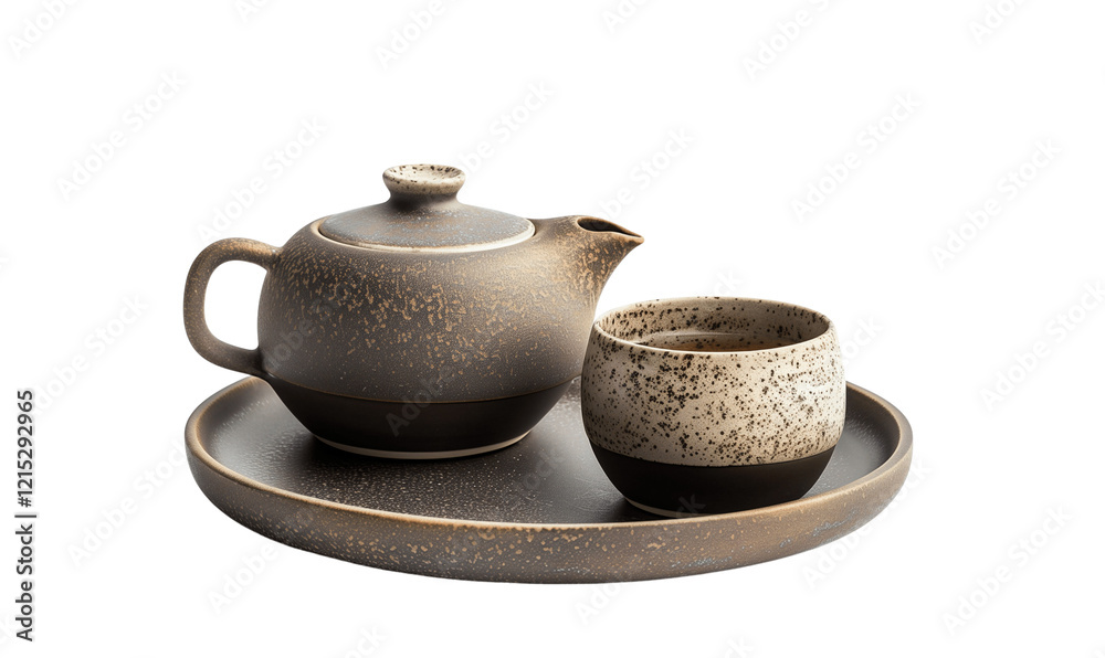 Minimalistic Ceramic Tea Set with Speckled Glaze, Featuring a Teapot ...