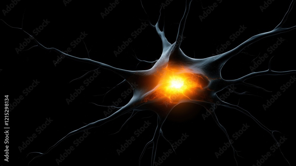 detailed visual of a neuron showcasing its complex structure with long ...