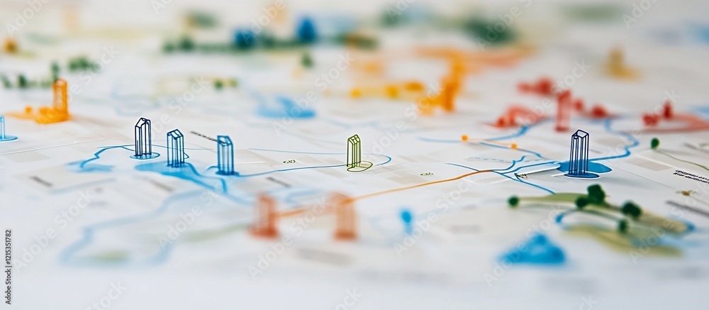 Cityscape model map showing urban planning and development Stock ...