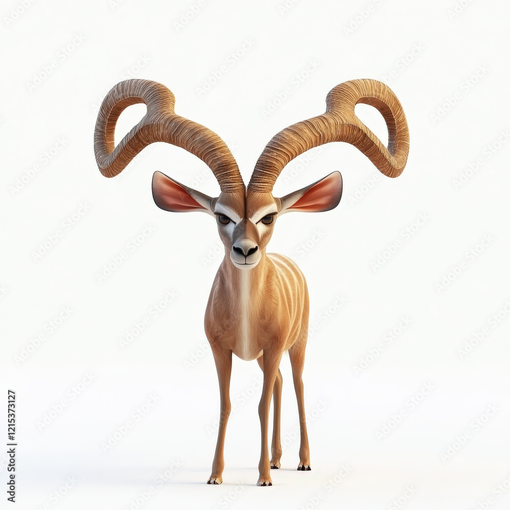 Cartoon Kudu Antelope with Large Horns. Stock Illustration | Adobe Stock