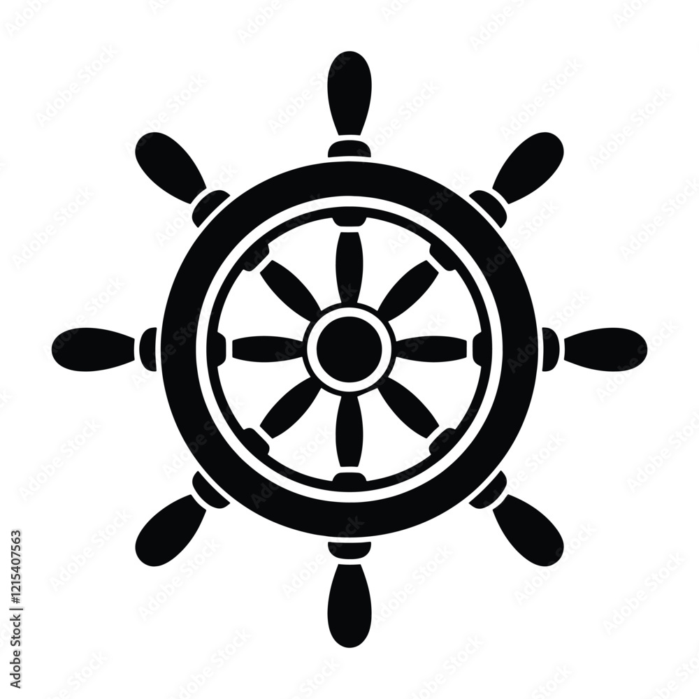Ship wheel vector illustration. Maritime helm with classic design ...