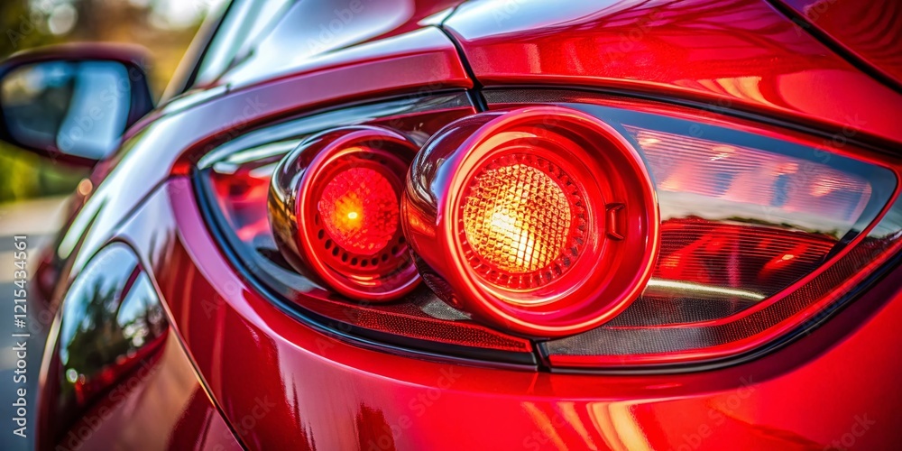 Red Car Taillights Detail - Automotive Rear Light Closeup, Luxury ...