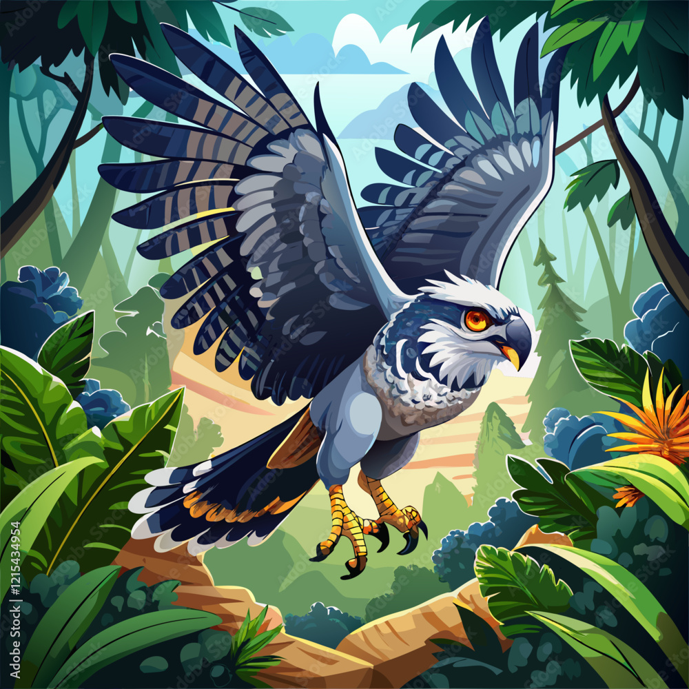 Harpy Eagle: A large, powerful bird of prey flying in tropical ...