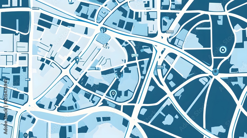 Abstract City Map Showing Roads Buildings and Locations Stock ...
