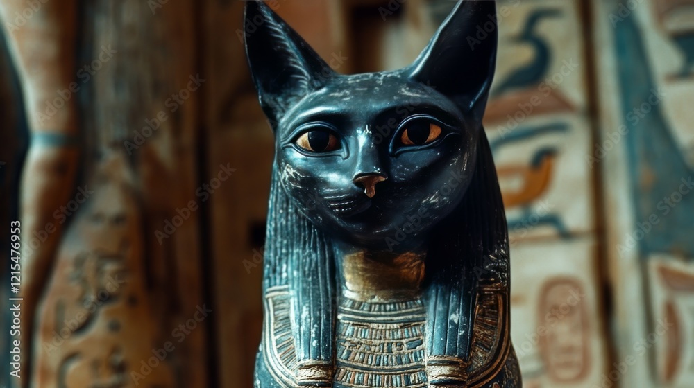 Ancient Egypt goddess cat vector cartoon illustration. Egyptian culture ...