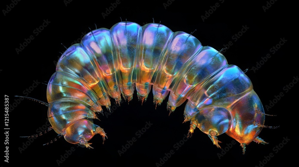 Dreamy Chrome liquid metal isolated Caterpillar element. Insect 3D ...
