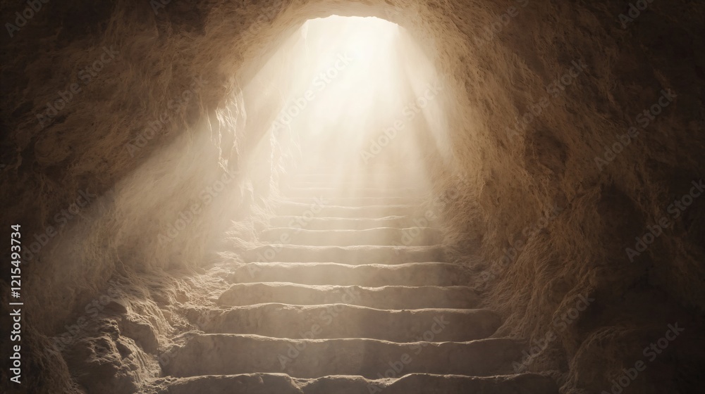 Empty tomb with light shining from inside. Resurrection Of Jesus Christ ...